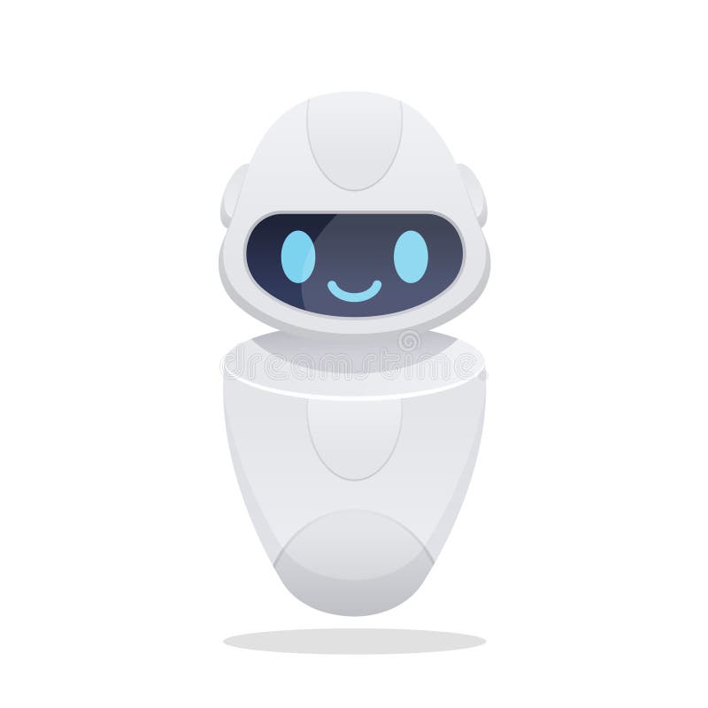 Future Chat Bot. Robot Icon with Blue Cute Eyes and Smile. Flat Vector ... Future Chat Bot. Robot Icon with Blue Cute Eyes and Smile. Flat Vector ...