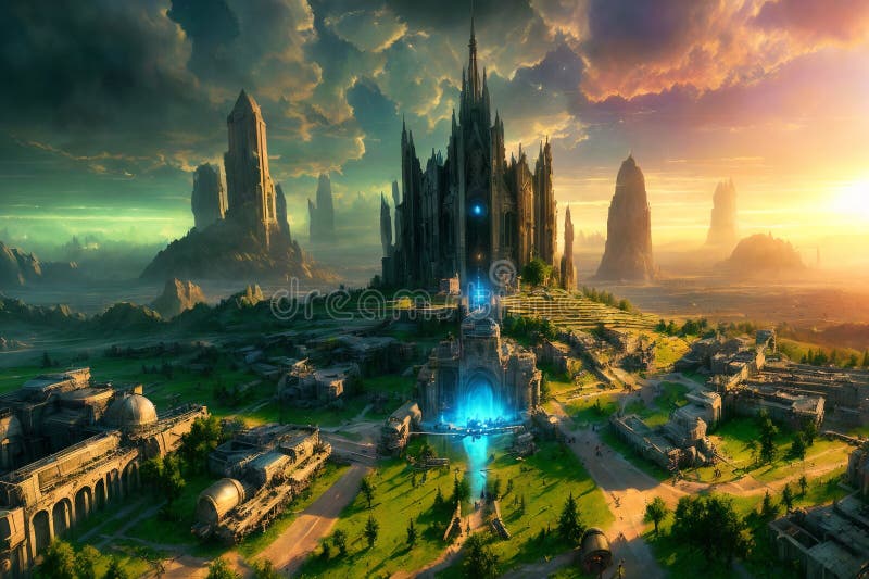 Future City, Futuristic Elements Stock Illustration - Illustration of ...