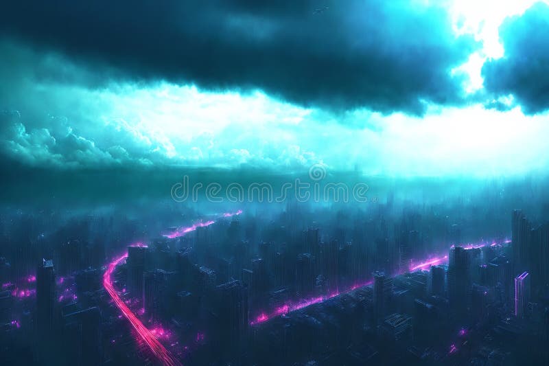 Future City, Futuristic Elements Stock Illustration - Illustration of ...