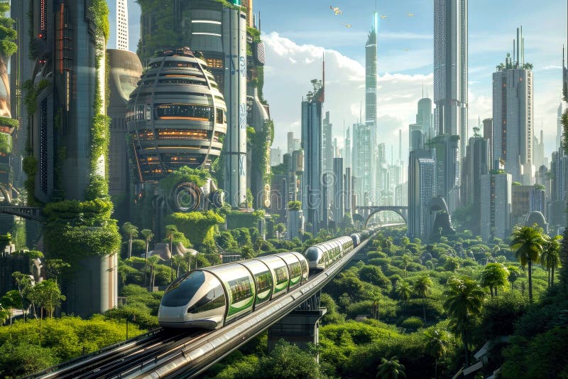 Future City. Futuristic, Green City with Tall Buildings. Smart ... Future City. Futuristic, Green City with Tall Buildings. Smart ...
