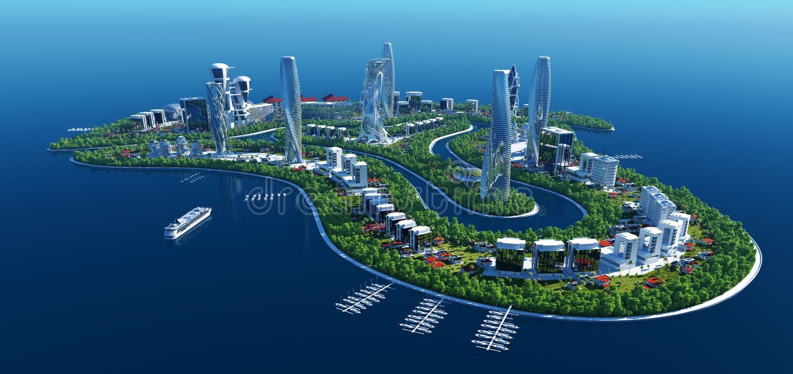 Future City Megastructure at Sunset Stock Illustration - Illustration ...