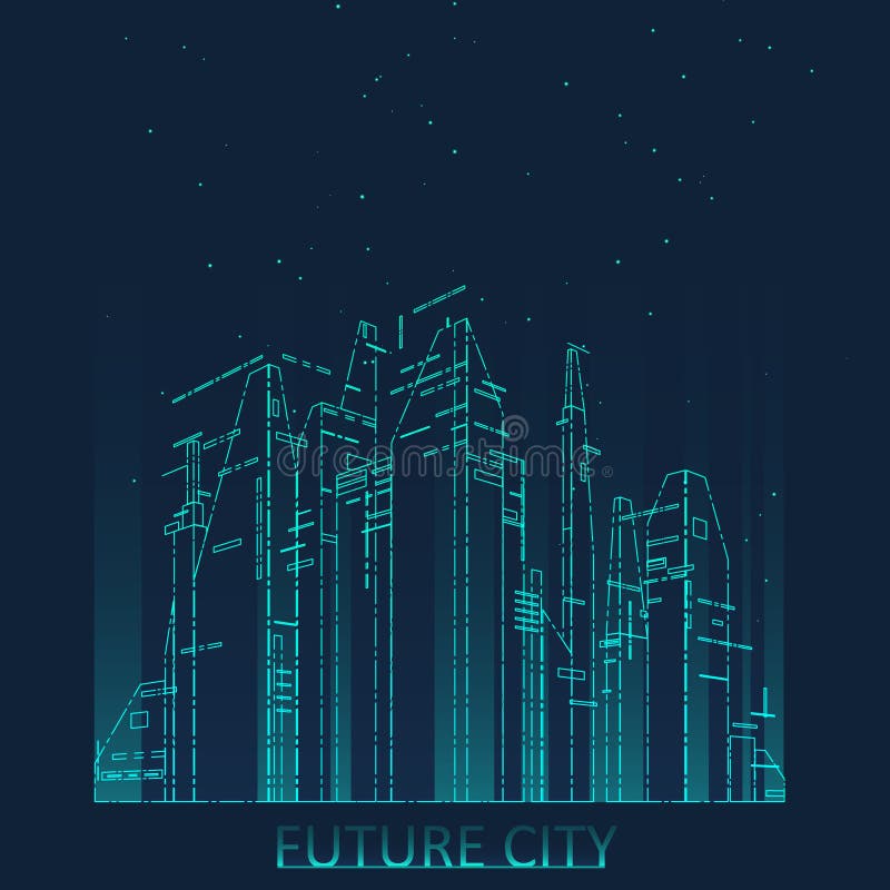 Future City Skyline Illustration Stock Vector - Illustration of ...