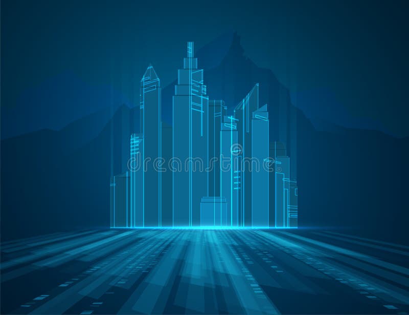 Future City Skyline Illustration Stock Vector - Illustration of ...