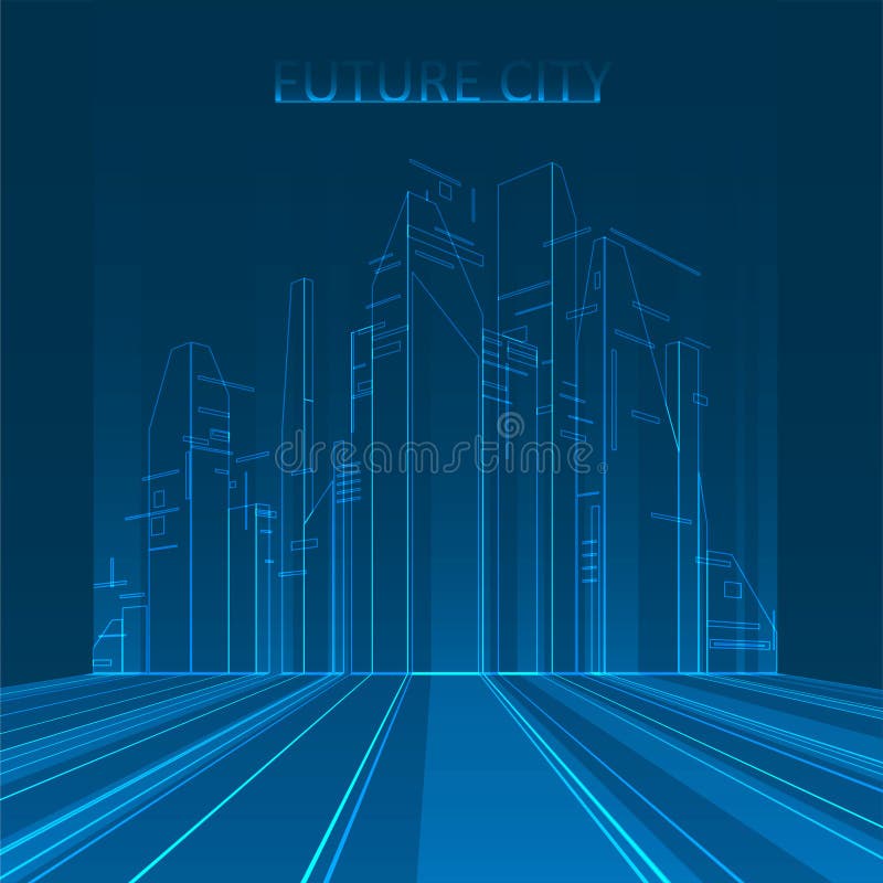 Future City Skyline Illustration Stock Vector - Illustration of ...