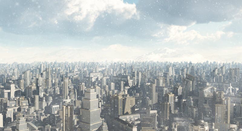 Future City Snow stock illustration. Illustration of frost - 28717440