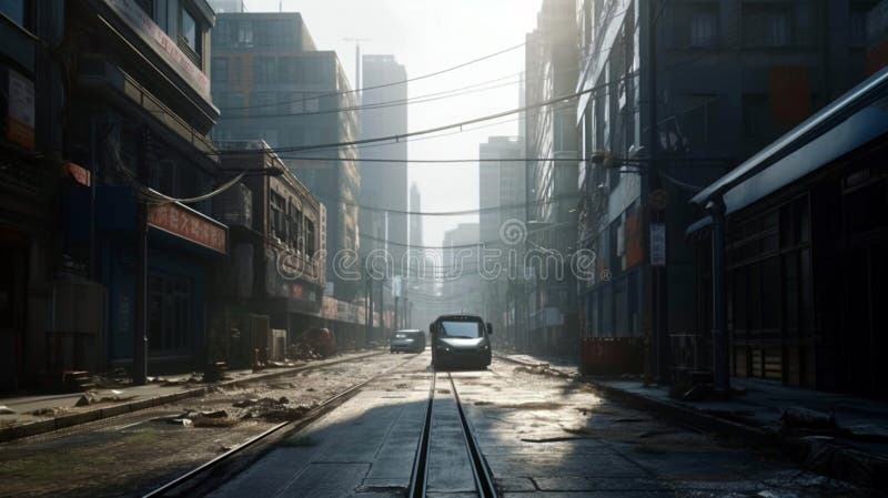 Future City Street View. Future City on the Coast. AI Generative Stock ...