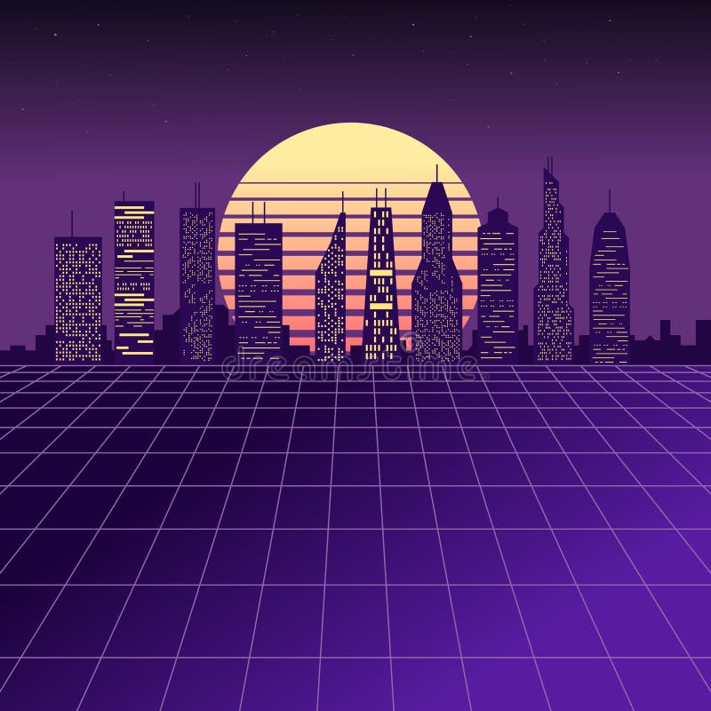 Future city 1980 style stock vector. Illustration of retro - 247296591