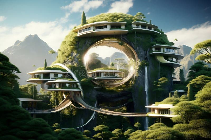 A Future City with Unique Technology. Future and Technology Concept ...