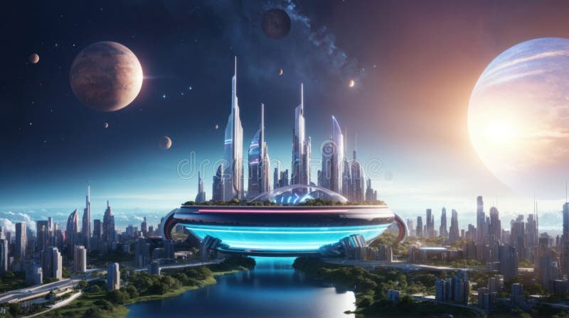 Space city stock illustration. Illustration of colonization - 294876648