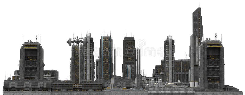 Future Cityscape Isolated on White 3D Illustration Stock Illustration ...