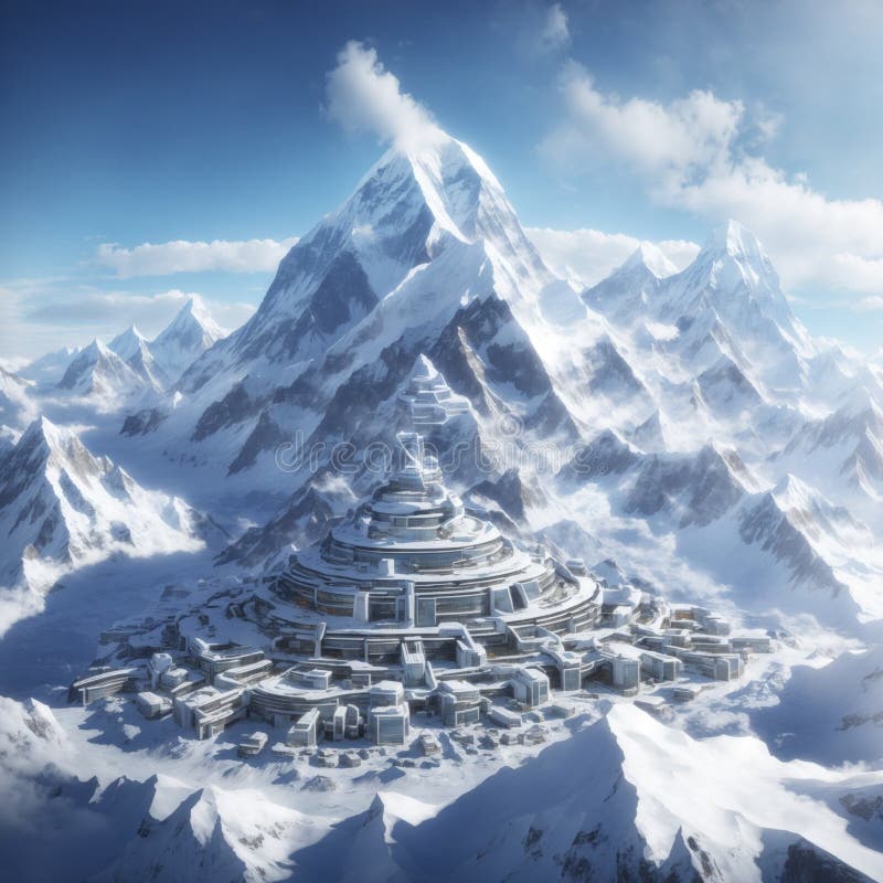 A Future Colony on the Top of Mount Everest Stock Illustration ...