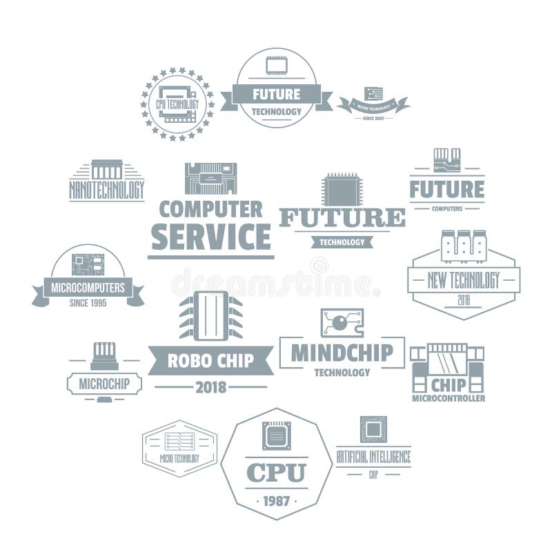 Future Computer Logo Icons Set, Simple Style Stock Vector ...