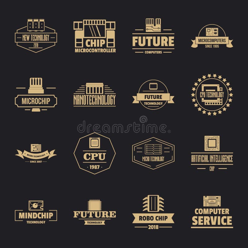 Future Computer Logo Icons Set, Simple Style Stock Vector ...