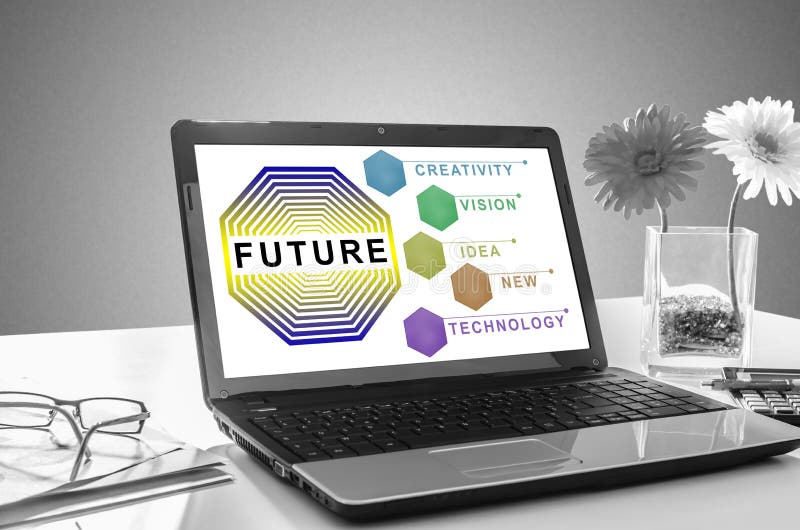 Future Concept on a Laptop Screen Stock Image - Image of monitor, tech ...