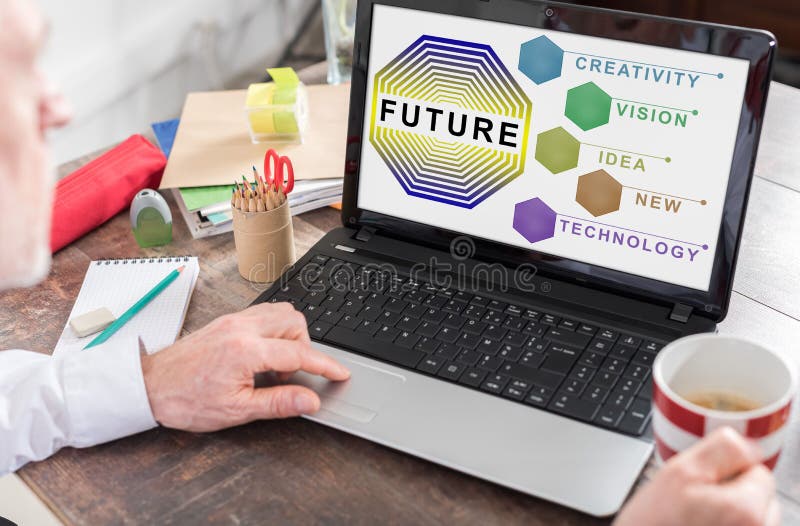 Future Concept on a Laptop Screen Stock Photo - Image of digital ...