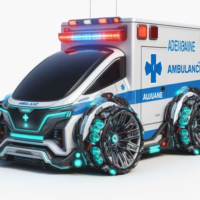 Future Concept Sci Fi Ambulance Car Presented on White Background 4 Stock Photo - Image of ...