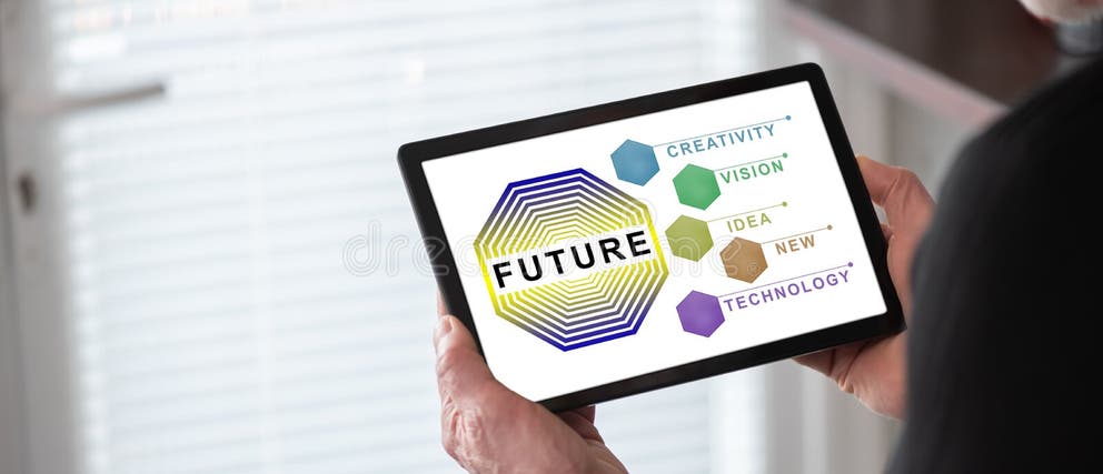 Future concept on a tablet stock image. Image of development - 268915273