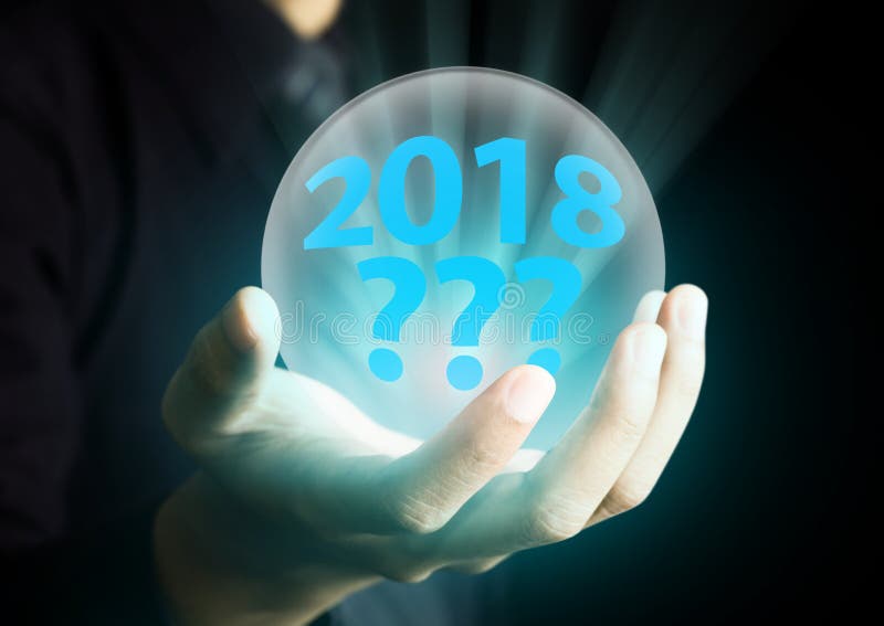 Future Concept of Year 2018 in Crystal Ball Stock Photo - Image of ...