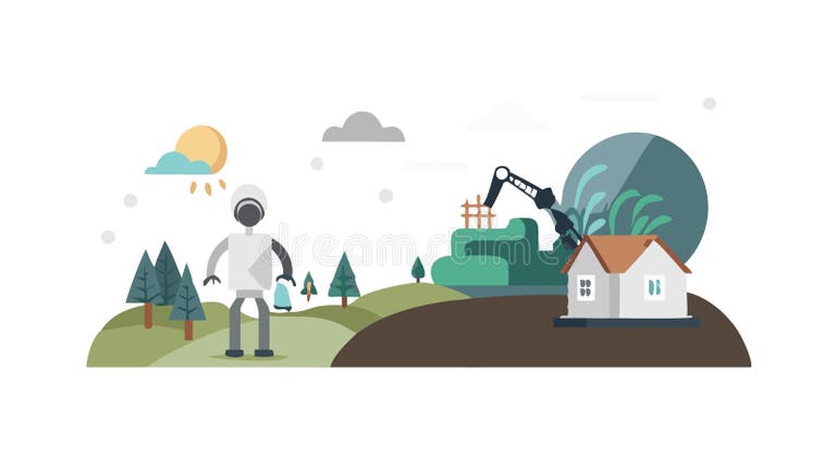 Future Construction Site. Automated Building Process, Vector Design Generative AI Stock Vector ...