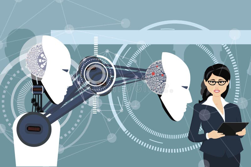 Future. they Control the Robots Remotely. Futuristic Factory Stock ...