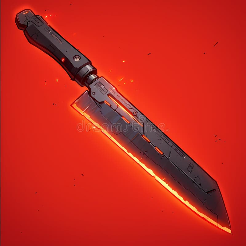 The Future of Cooking: Cyberpunk Kitchen Knife Illustration Stock ...
