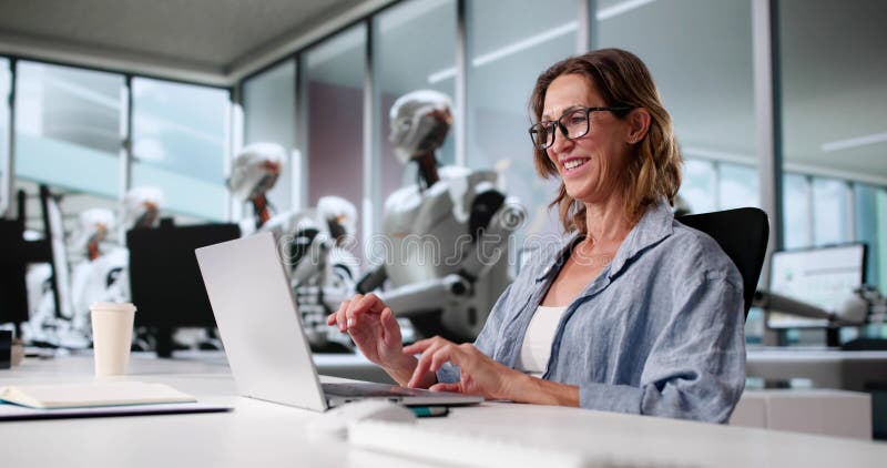 Future of Corporate Office: Woman Coding Stock Image - Image of women ...