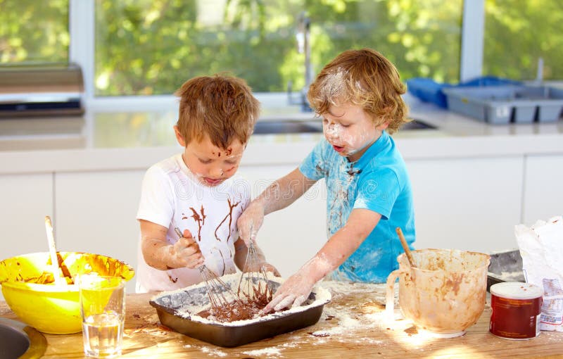 The Future of the Culinary Arts. a Little Boy Covered in Dough and ...