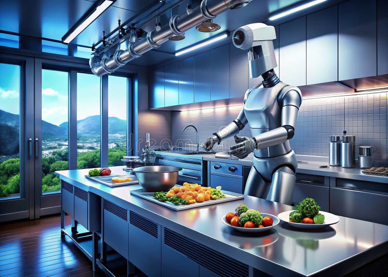Future of Culinary Arts Robotic Chef Prepares Gourmet Dish in a ...
