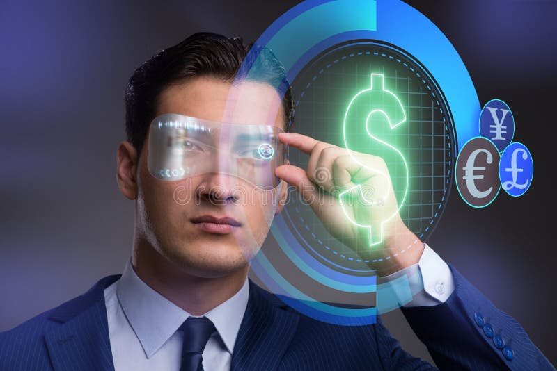 The Future of Currency Trading with Businessman Stock Photo - Image of ...