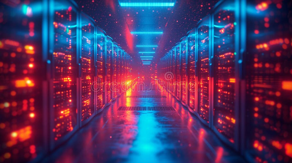 The Future of Data Management Embodied in Rows of Glowing Server Racks ...
