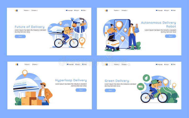 Future of Delivery. Flat Vector Stock Illustration - Illustration of ...