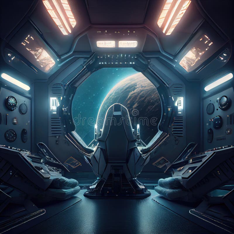 Future Design of Space Ship with Sci-fi Futuristic Interior Stock ...