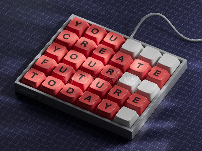 Future and Development Symbol. Computer Keyboard Keys with Words You Create Your Future Today ...