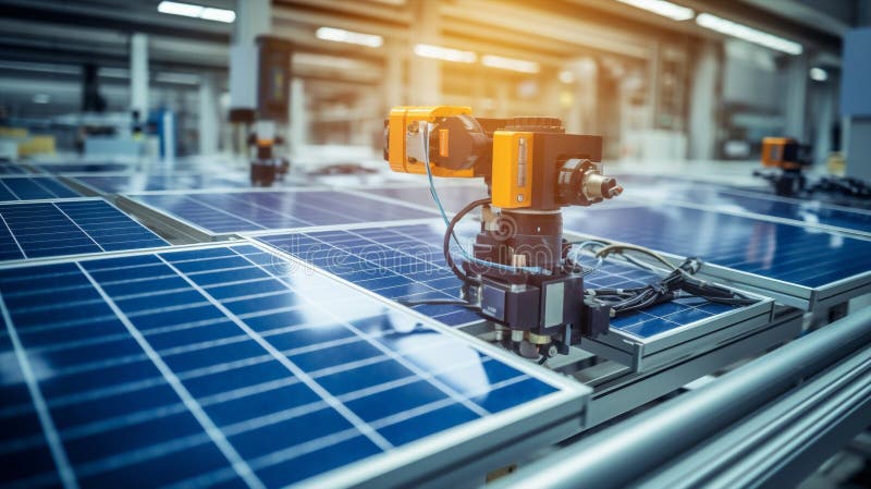 Machine Industrial Solar Panel Robot Technology Stock Illustration ...