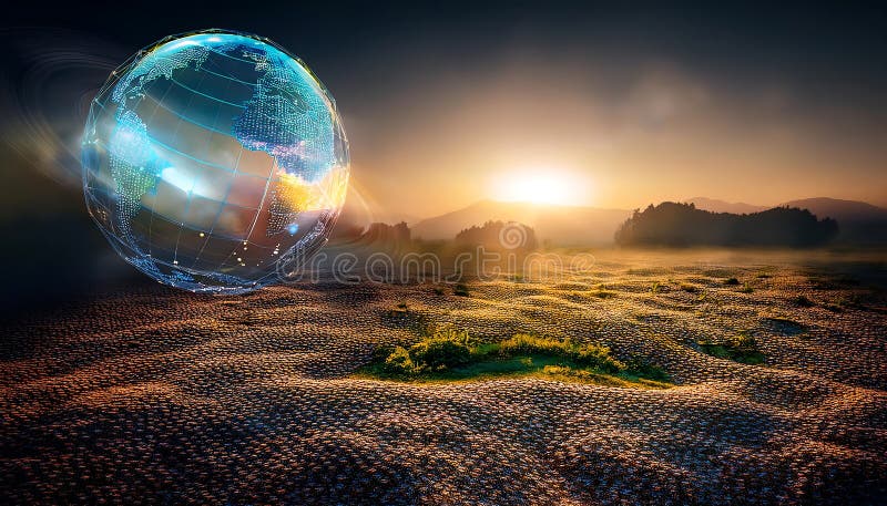 Future Digital Innovation Technology Concept Icon and Global Warming ...