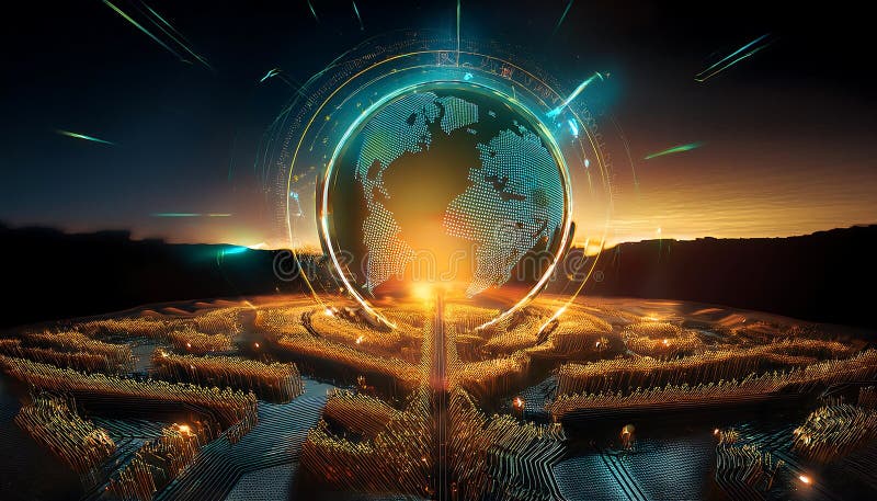 Future Digital Innovation Technology Concept Icon and Global Warming ... Future Digital Innovation Technology Concept Icon and Global Warming ...