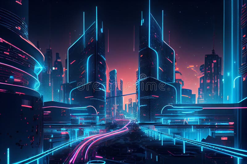 Future Digital Technology City Created with Generative Ai Stock ...