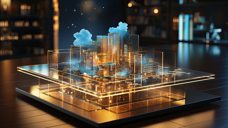 Future Digital Technology Network Background with World Night City Map ...