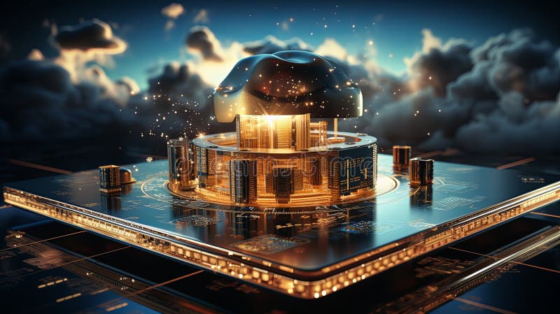 Future Digital Technology Network Background with World Night City Map ...