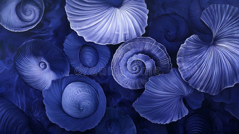 Future Dusk Color Palette: Abstract Shell Patterns in Deep Blue Stock ...