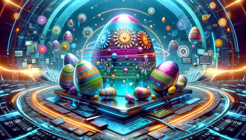 Future Easter, Egg in Digital Style Stock Illustration - Illustration ...