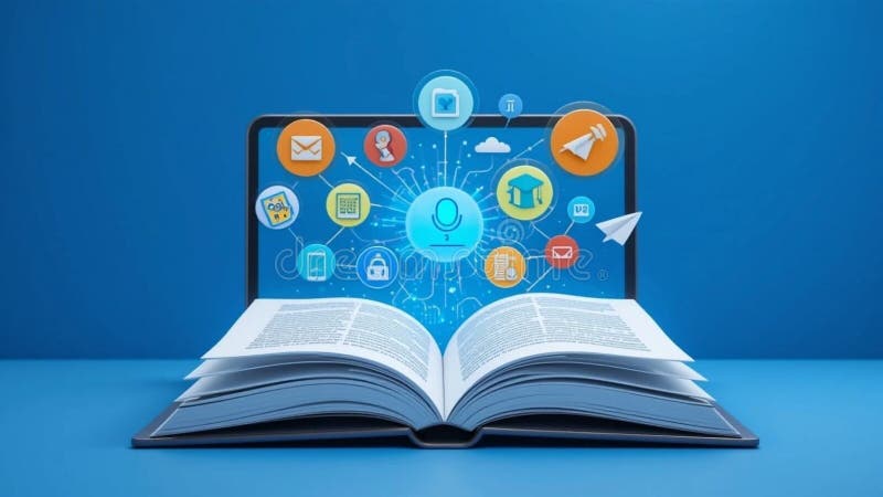 The Future of Education: Digital Icons and Knowledge Transfer Stock ...