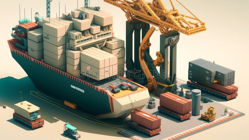 The Future of Efficiency at Container Ports Stock Illustration ...