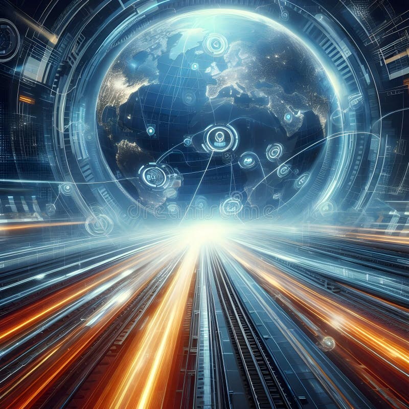 Future Electric Train and Trail Lights with Abstract Technology ...