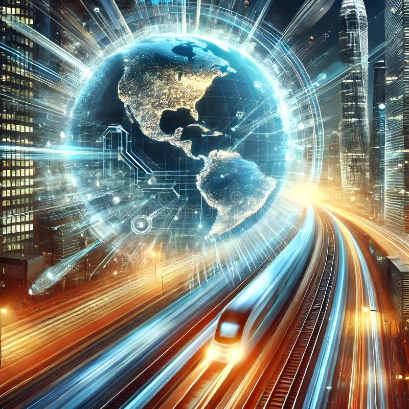 Future Electric Train and Trail Lights with Abstract Technology ...