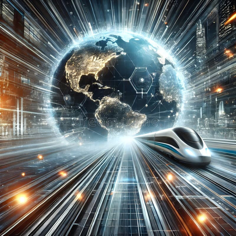 Future Electric Train and Trail Lights with Abstract Technology ...