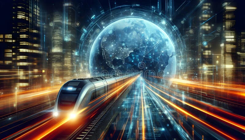 Future Electric Train and Trail Lights with Abstract Technology ...