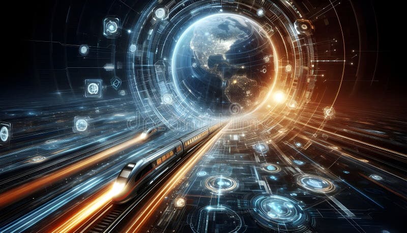 Future Electric Train and Trail Lights with Abstract Technology ...