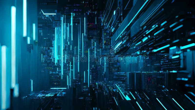 Future Electronic City Blue Background. Abstract Building Structure ...