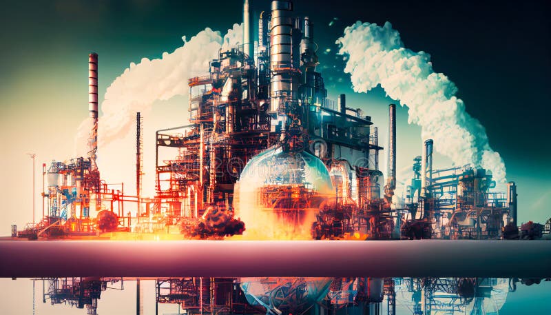 Future Factory Plant. Generative AI Stock Illustration - Illustration ...